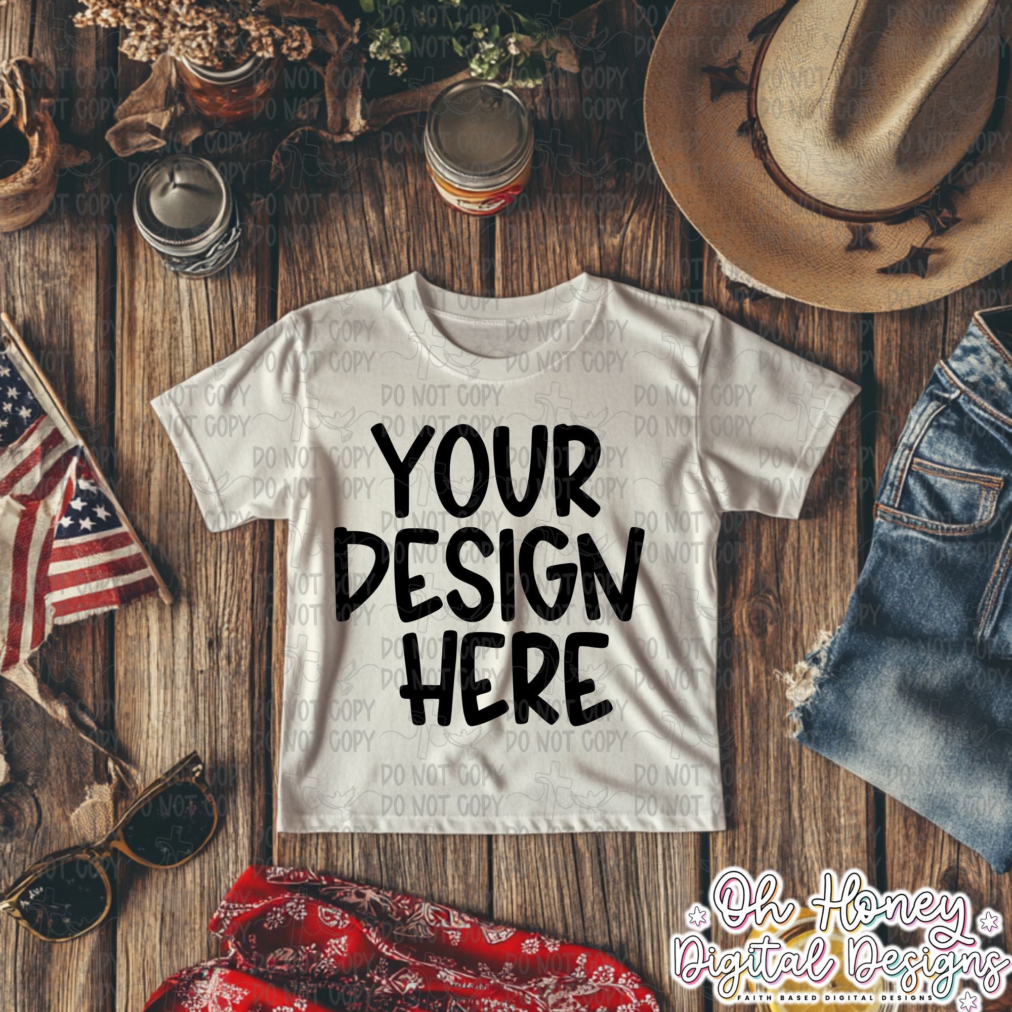 Unbranded White T-Shirt - 4th of July - Mockup – Oh Honey Digital Designs