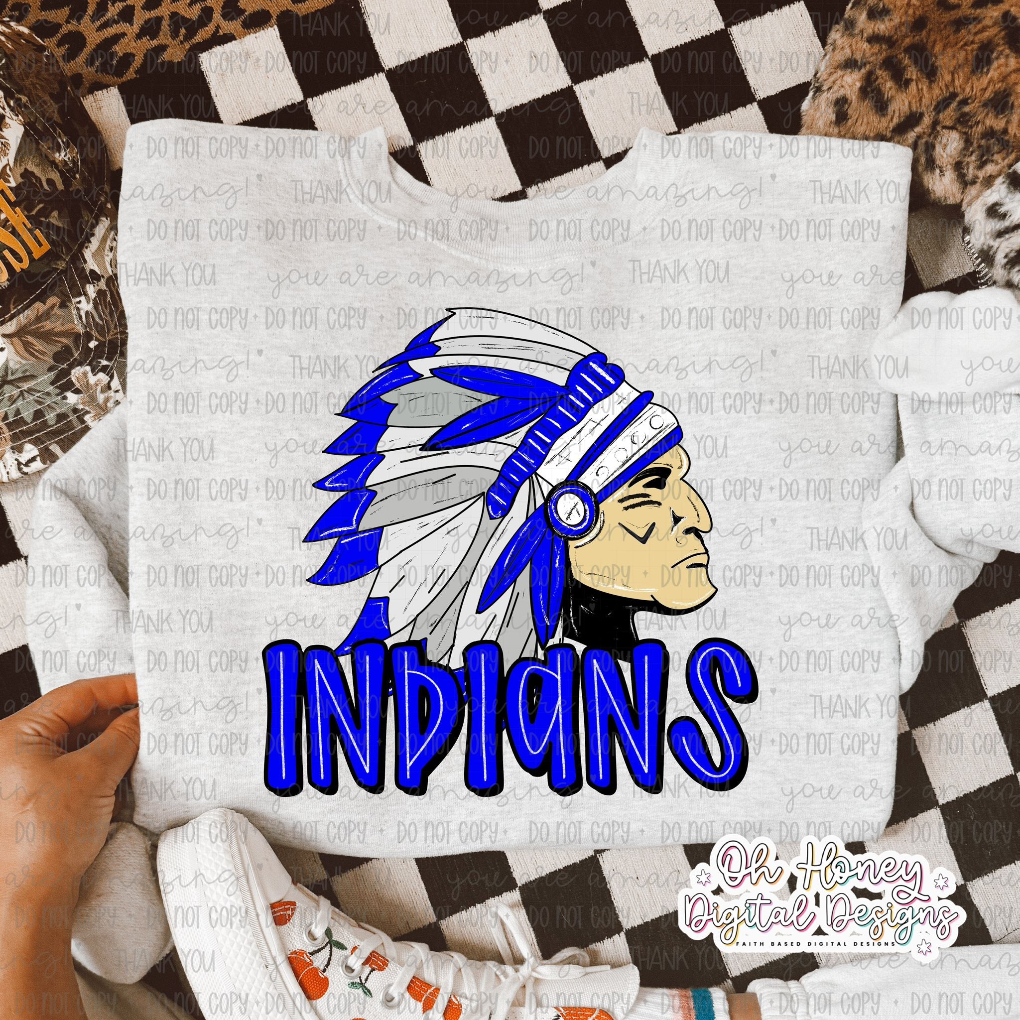 Blue Indians - Mascot - PNG JUNE 2025 – Oh Honey Digital Designs