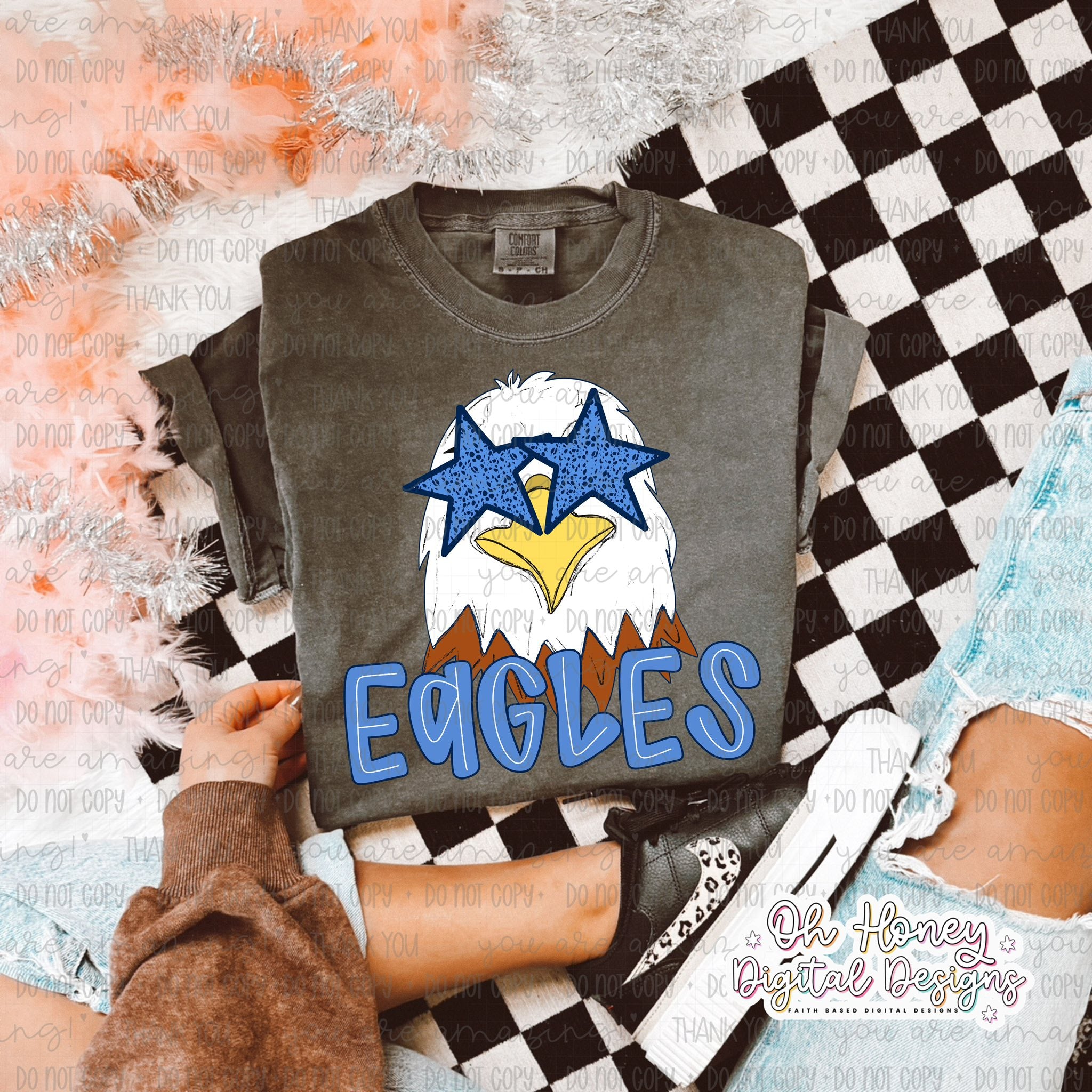 Light Blue Eagles - Mascot - PNG JUNE 2025 – Oh Honey Digital Designs