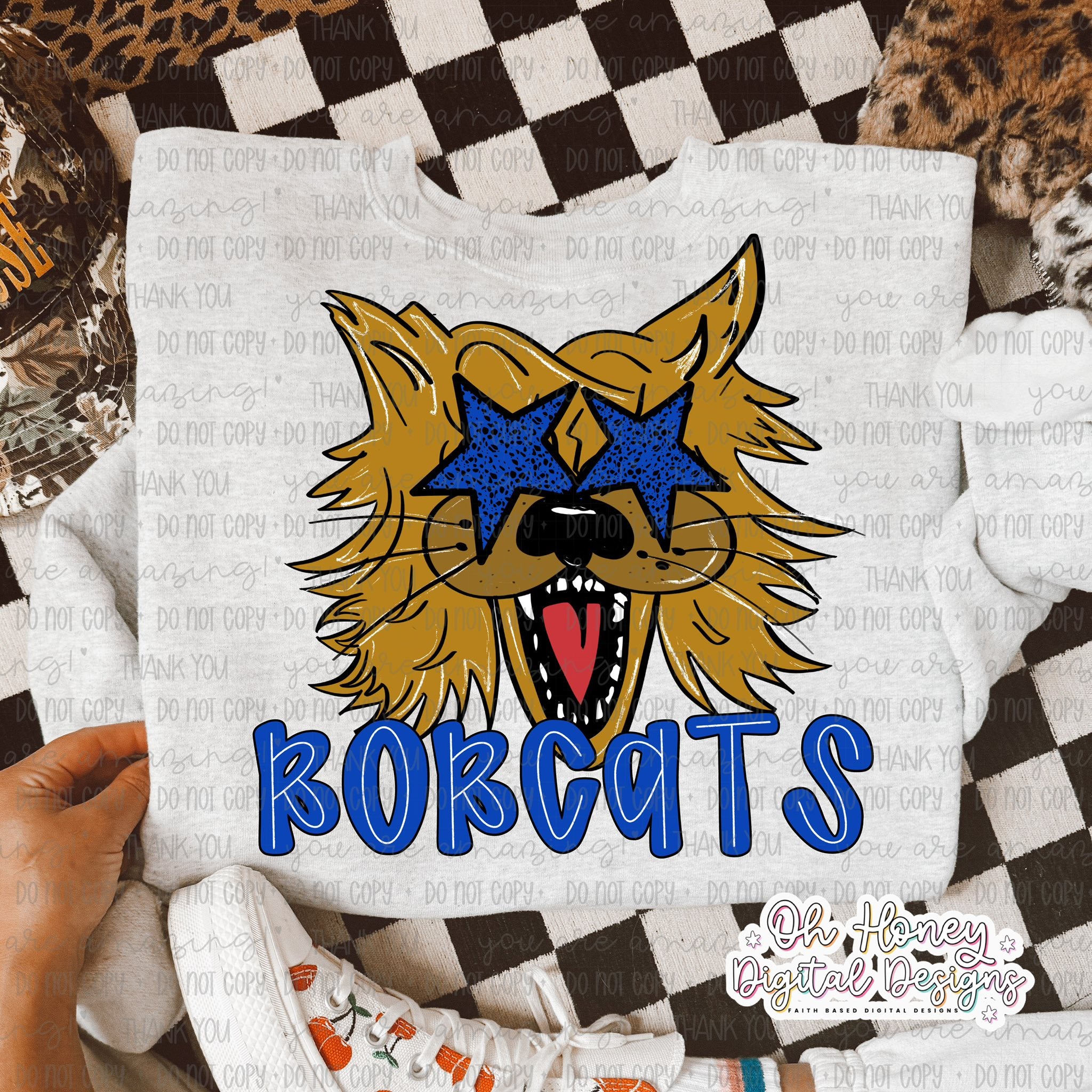 Blue Bobcats - Mascot - PNG JUNE 2025 – Oh Honey Digital Designs