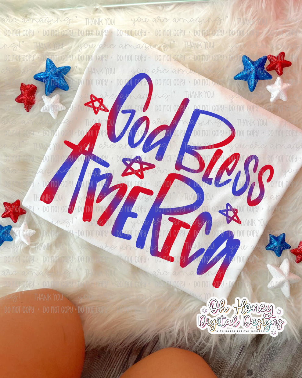 God Bless America - Red/Blue - PNG - JULY 2025 – Oh Honey Digital Designs