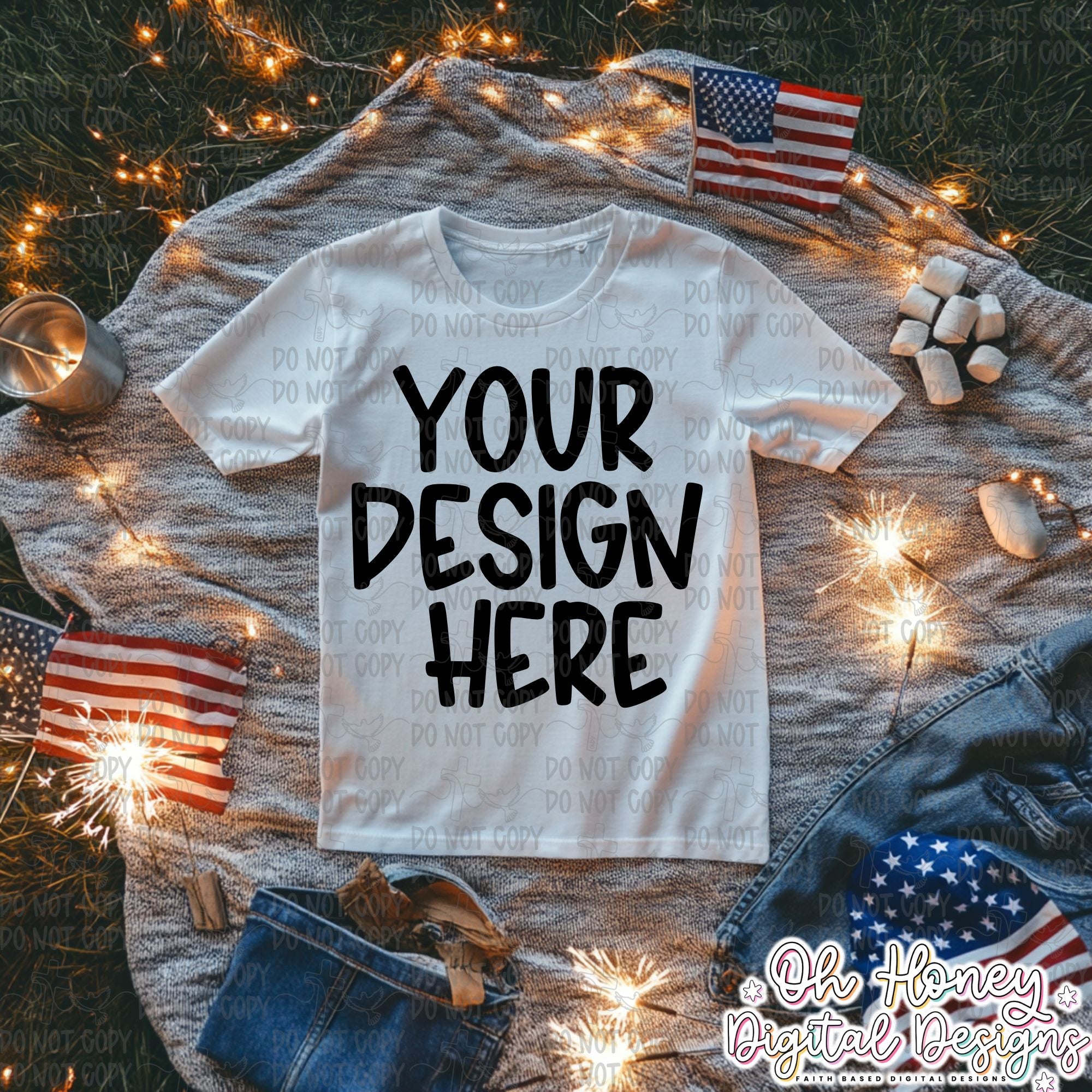 Unbranded White T-Shirt - 4th of July - Mockup – Oh Honey Digital Designs